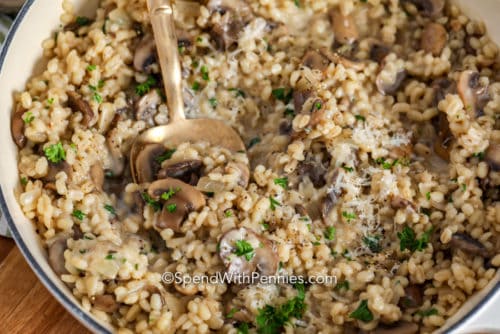Mushroom Barley Risotto {Easy & Savory!} - Spend With Pennies