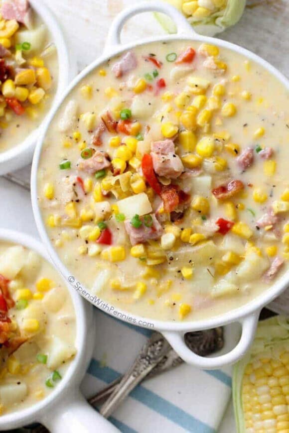 Ham and Corn Chowder {Creamy & Rich} - Spend With Pennies