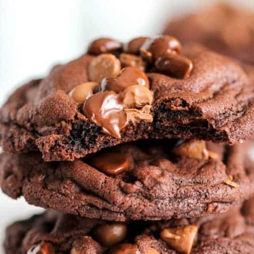Easy Triple Chocolate Cookies {Soft & Chewy} - Spend With Pennies