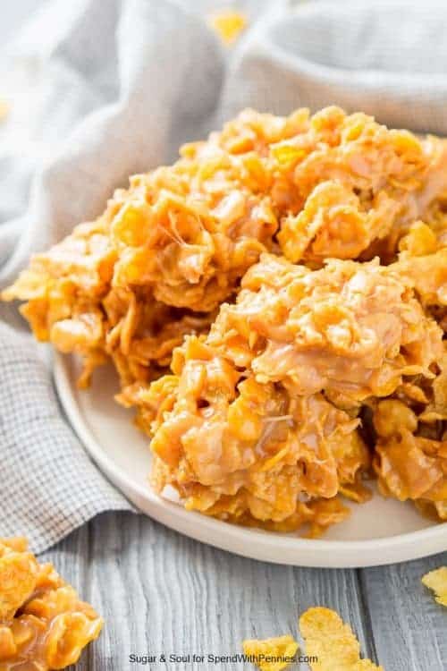 Peanut Butter Cornflake Cookies (no bake)