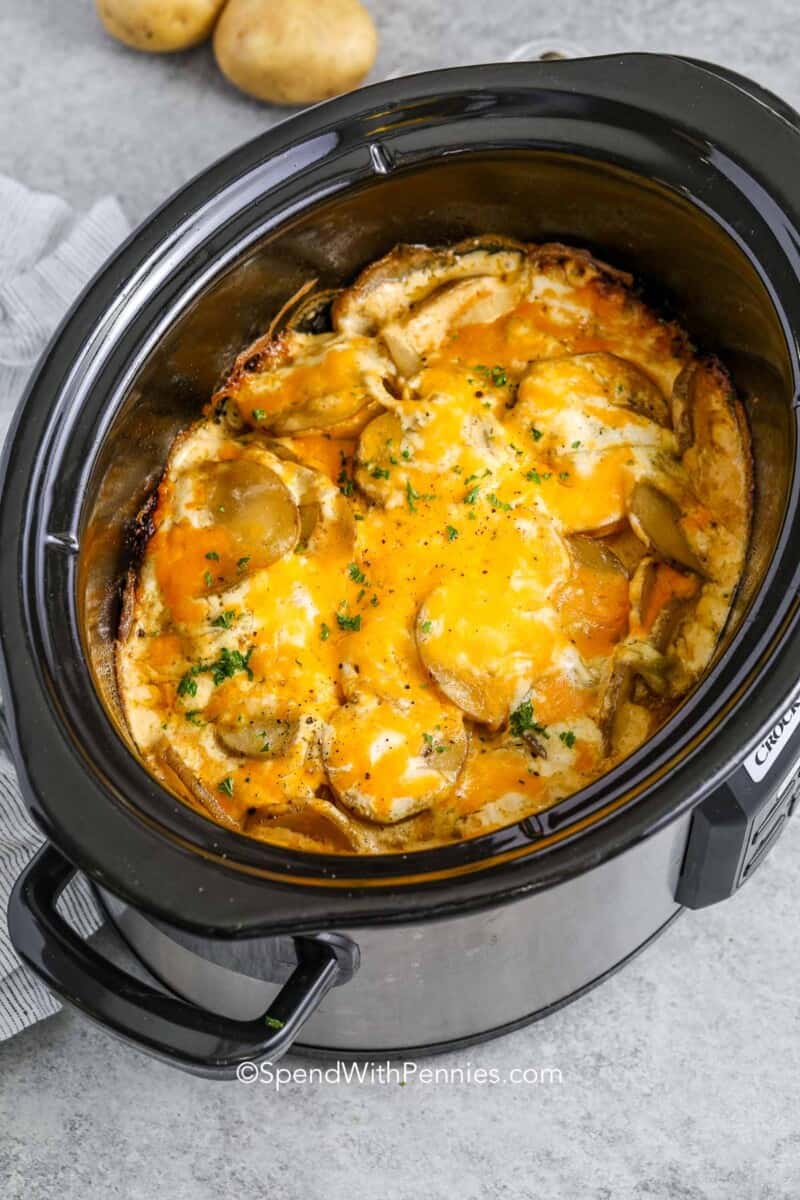Crock Pot Scalloped Potatoes - Spend With Pennies