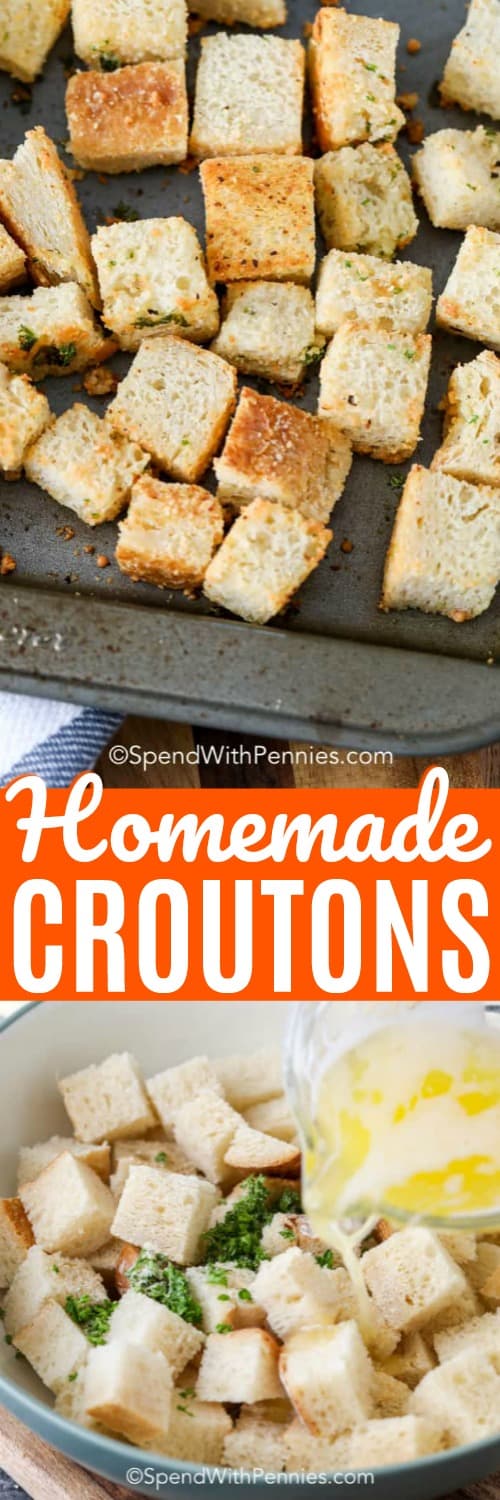 Homemade Croutons {with parmesan} - Spend With Pennies