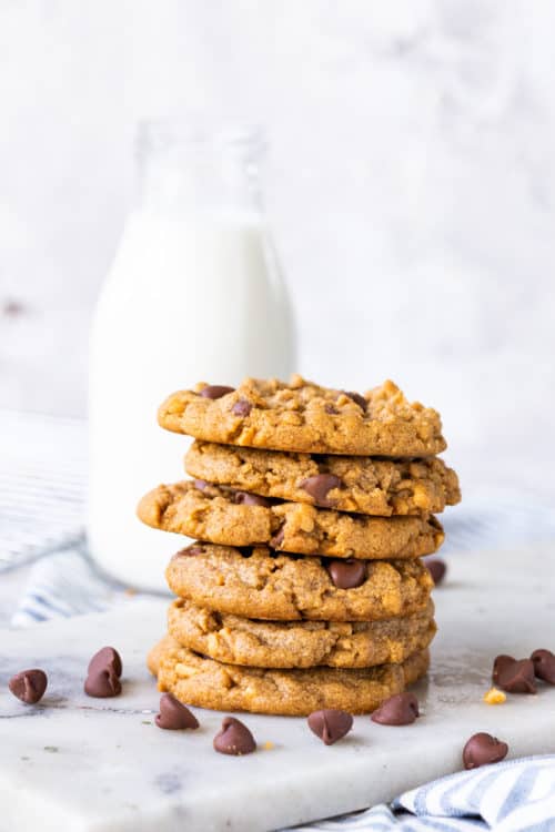 Peanut Butter Chocolate Chip Cookies {4 ingredients} - Spend With Pennies