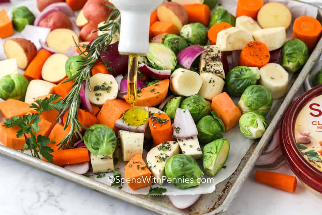 Roasted Vegetables with Smashed Garlic - Spend With Pennies