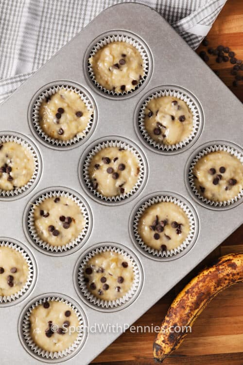 Banana Chocolate Chip Muffins {Quick & Easy!} - Spend With Pennies