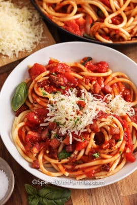 Bucatini all'Amatriciana {Ready in under 60 Mins!} - Spend With Pennies