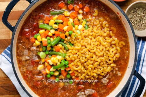 Beef and Macaroni Soup {Ready in 35 Mins!} - Spend With Pennies