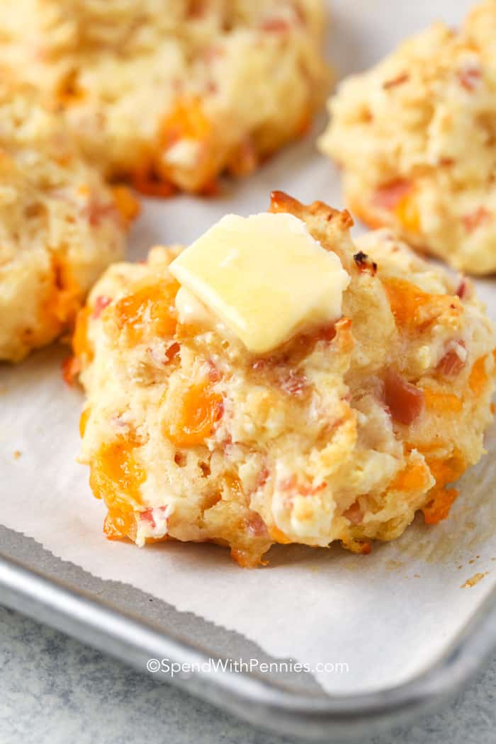 Ham and Cheese Drop Biscuits {Homemade!} - Spend With Pennies