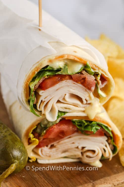 Easy Turkey Wraps {Using Leftover Turkey} - Spend With Pennies