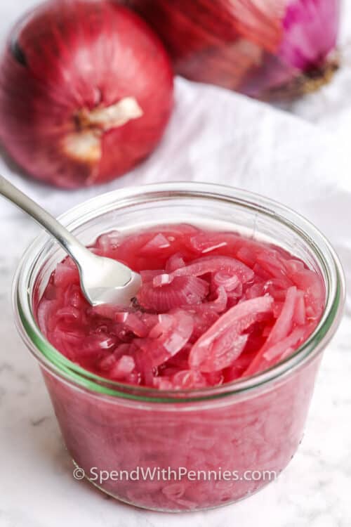 Pickled Red Onions {5 Minute Cook Time!} - Spend With Pennies