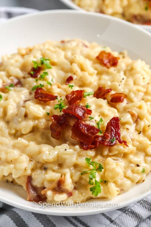 Instant Pot Risotto Carbonara (So Creamy!) - Spend With Pennies