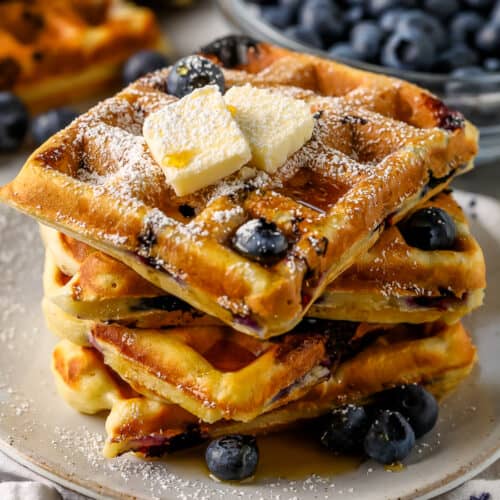 Blueberry Waffles (Use Fresh or Frozen Berries!) - Spend With Pennies