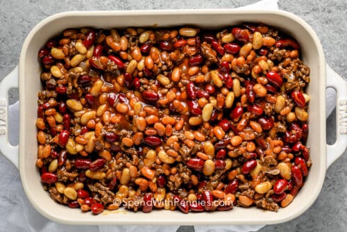 Cowboy Beans (Topped with Bacon!) - Spend With Pennies