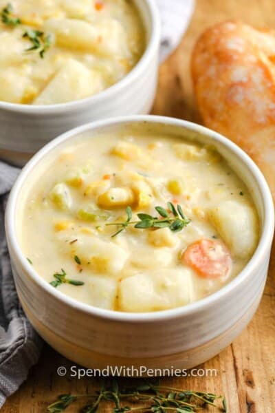 Potato Corn Chowder Loaded With Fresh Veggies Spend With Pennies