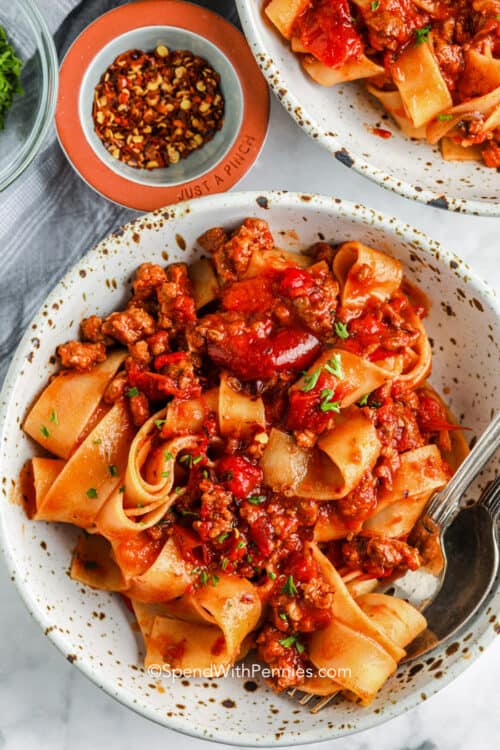 Pappardelle with Italian Sausage (Fresh & Flavorful!) - Spend With Pennies