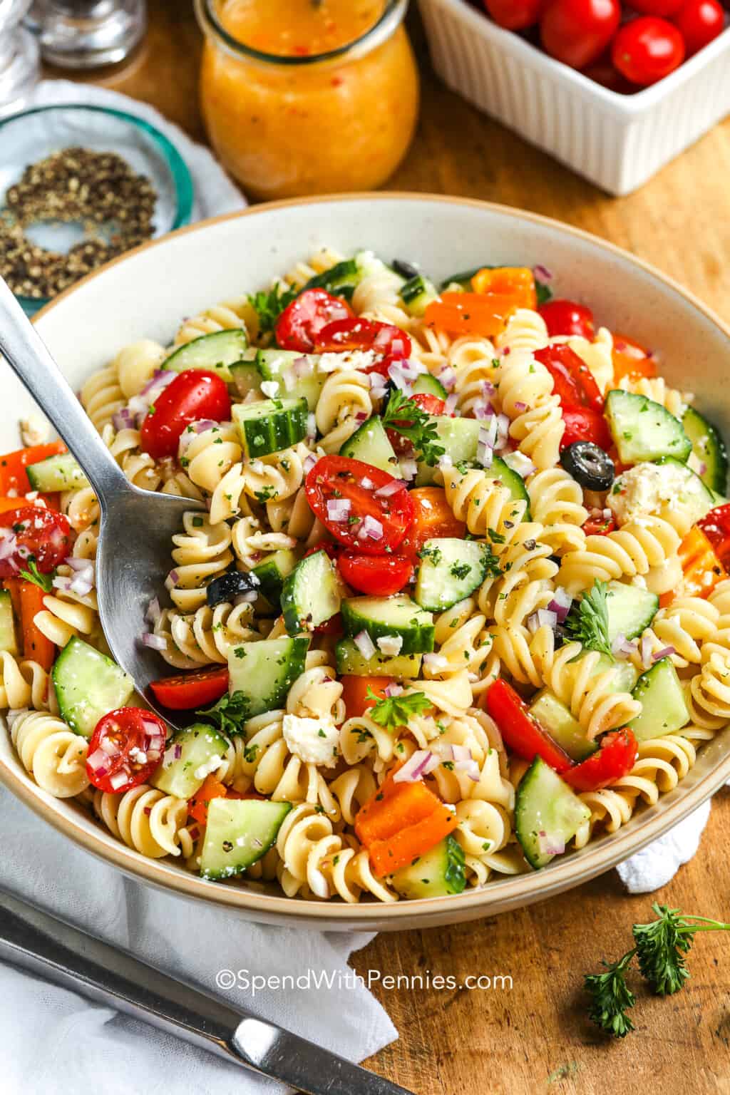 Easy Pasta Salad Recipe - Spend With Pennies - Dine Ca