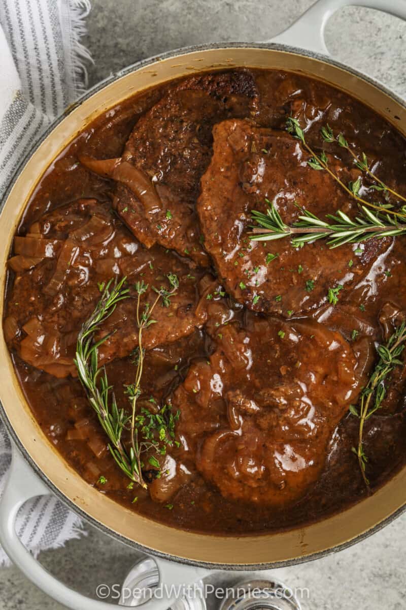 Cube Steak with Balsamic Onion Gravy - Spend With Pennies