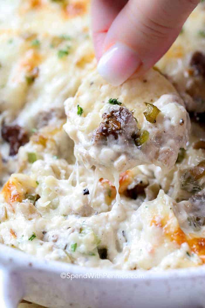 Easy Cheesesteak Dip - Spend With Pennies