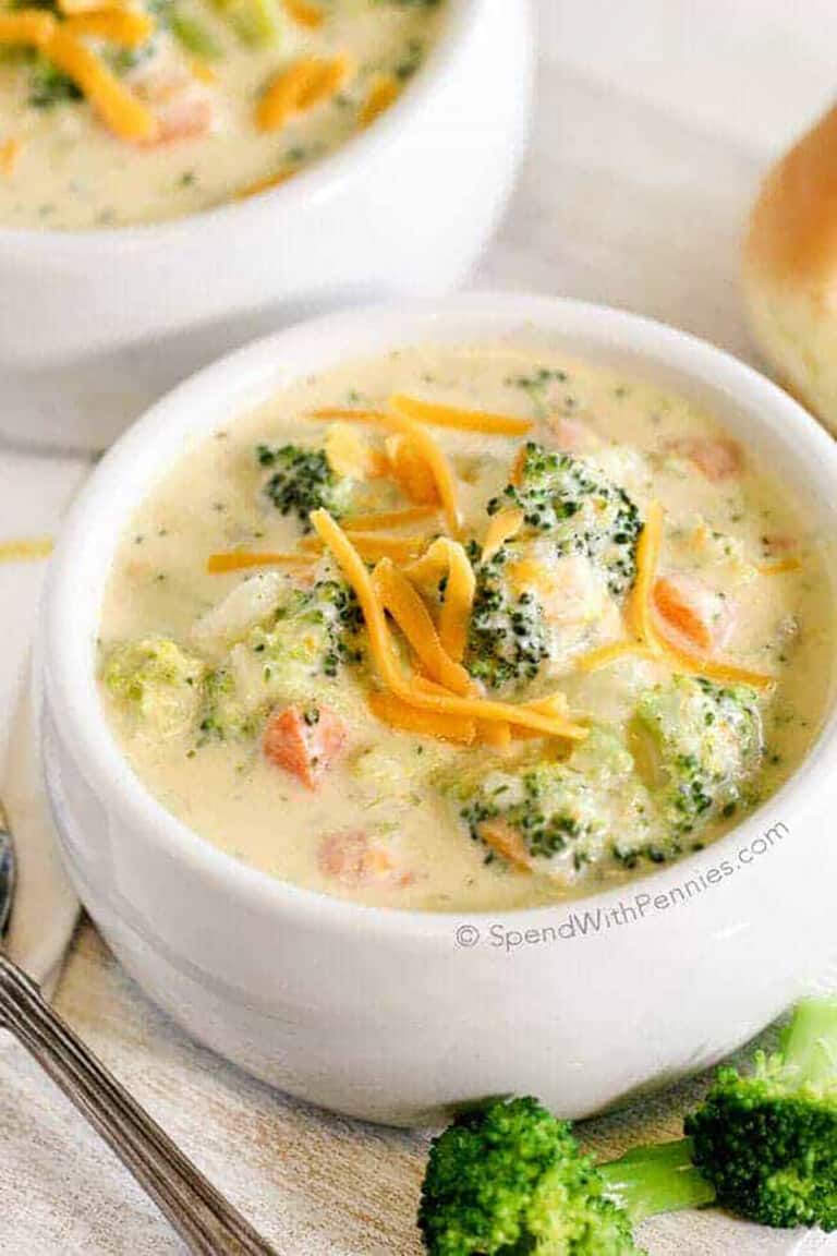 20 Minute Broccoli Cheese Soup {+Video!) - Spend with Pennies